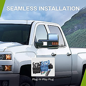 AUTOSAVER88 Towing Mirrors Compatible with 2003-2007 Chevy Silverado GMC Sierra 1500 2500 3500 Tahoe Suburban Avalanche Yukon Power Heated LED Signal Side View Mirror Pair Chrome