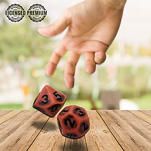 Dungeons and Dragons Rustic Dice Set | 7 Piece DND Dice Set | Includes Carrying Bag | 14+ | Officially Licensed | by Just Funky
