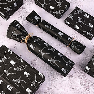 Bolsome 100 Sheets 20 × 14 Inches Halloween Tissue Paper for Gift Packaging Black White Dancing Skeleton Patterned Tissue Paper for Halloween Trick or Treat Party DIY Craft