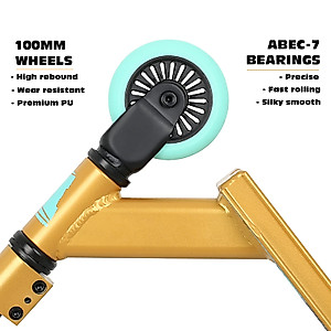 Pro Scooter - Trick Scooters | Entry Level Stunt Scooter for Kids Ages 6-12 Years and Up, Lightweight Complete BMX Freestyle Scooter for Beginners (2022 Black Gold)