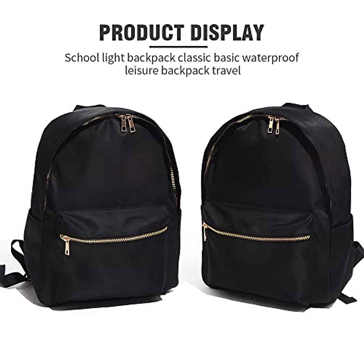Kaymey Lightweight Casual Backpack for School Solid Color Multipurpose Unisex Waterproof Daypack Weekender Luggage Backpack Sports Backpack (Black)