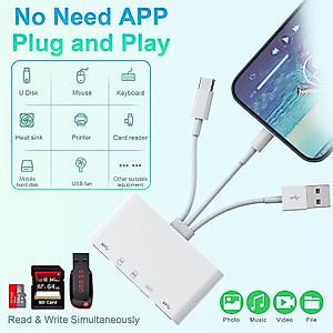 [Apple MFi Certified] 5-in-1 iPhone Memory Card Reader, USB OTG Adapter & SD/TF Card Camera Viewer for iPhone/iPad/PC/Android/Camera/USB C & A Devices, Supports SD/Micro SD/SDHC/SDXC/MMC Plug and Play