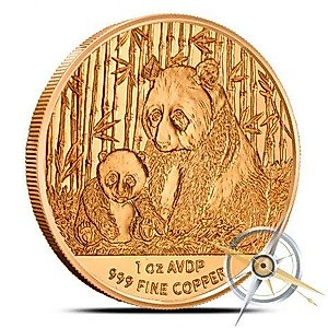 Chinese Panda 1 oz Copper Round