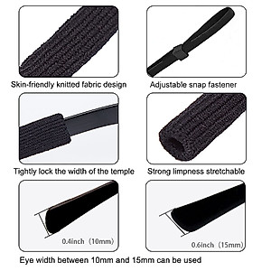 SHINKODA Black Glasses Strap, Sports Sunglasses & Eyeglasses Holder Straps for Men Women, String Holder, Neck Lanyard Cord, Adjustable Rope Eyewear Keeper Strap, Pack of 6