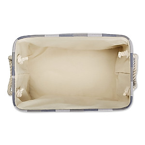 DII Buffalo Check Storage Collection Collapsible Bin with Handles, Medium Rectangle, 16x10x12, Tri Color French Blue
