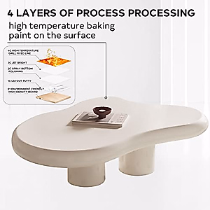 Guyii Cloud Coffee Table, Modern White Coffee Table for Living Room, Cute Irregular Indoor Tea Table with 3 Legs (White, 47.24 Inch)