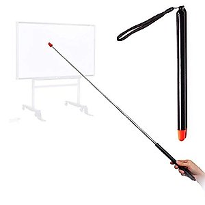 Telescopic Teachers Pointer,Teaching Pointer Stick for Classroom,Metal Hand Retractable Pointer Extended Length 47.2 Inch, Handheld Presenter Whiteboard Pointer (Black)