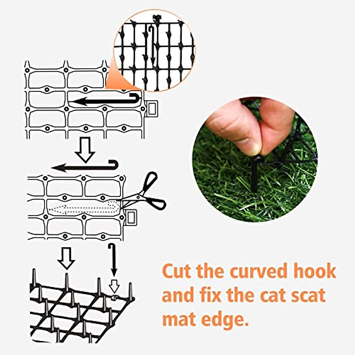One Sight Scat Mat for Cats with Spikes, 78x11 inches, Cat Repellent Outdoor, Cat Deterrent Indoor, Dog Digging Deterrent for Garden and Fence, Cats Stopper Network