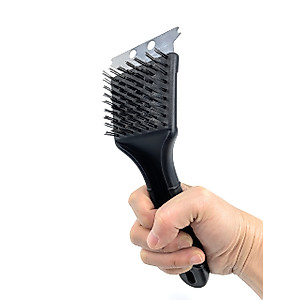 Barbecue Partner Small BBQ Cleaner Steel Wire Grill Brush and Scraper for Grime with Plastic Handle 8 inches