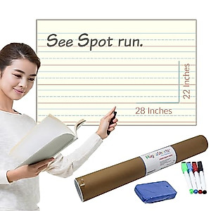 MAGNASHEETS Jumbo Sized Dry Erase Magnetic Handwriting Paper (22"W x 28"H) for Classroom Whiteboard | Eraser, Markers, Sheet, Storage Tube | Teacher Must Haves | Teacher Classroom Supplies | School