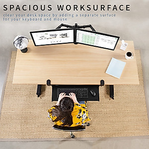 VIVO Dual 13 to 27 inch LCD Monitor Mount and Under Desk C-clamp 27 x 11 Keyboard Tray Kit, Heavy Duty, Fully Adjustable Stand and Slide-Out Platform (Bundle)