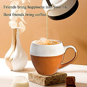 Ursword Novelty Half Glaze Ceramic Coffee Cup Set, 4 Pcs, 16oz, Microwave Safe Tableware, White-Orange