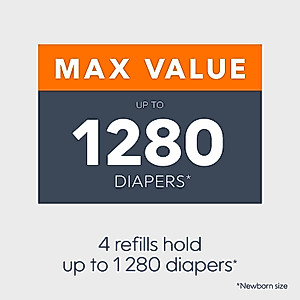 Diaper Genie Essentials Round Refill Pack of 4 | Holds Up to 1280 Newborn Diapers | Features Unscented Continuous Film | Compatible with Diaper Genie Complete and Expressions Pails
