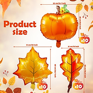 Liliful 30 Pcs Thanksgiving Balloons Decorations Large Fall Foil Balloons Pumpkin Balloons Orange Maple Leaf Balloons for Autumn Harvest Festival Party Decoration Birthday Baby Shower Party Supplies