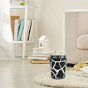 Luxshiny Round Garbage Can with Lid Office Waste Trash Can Waste Bin Bathroom Small Waste Paper Bucket for Home(Cow Print)