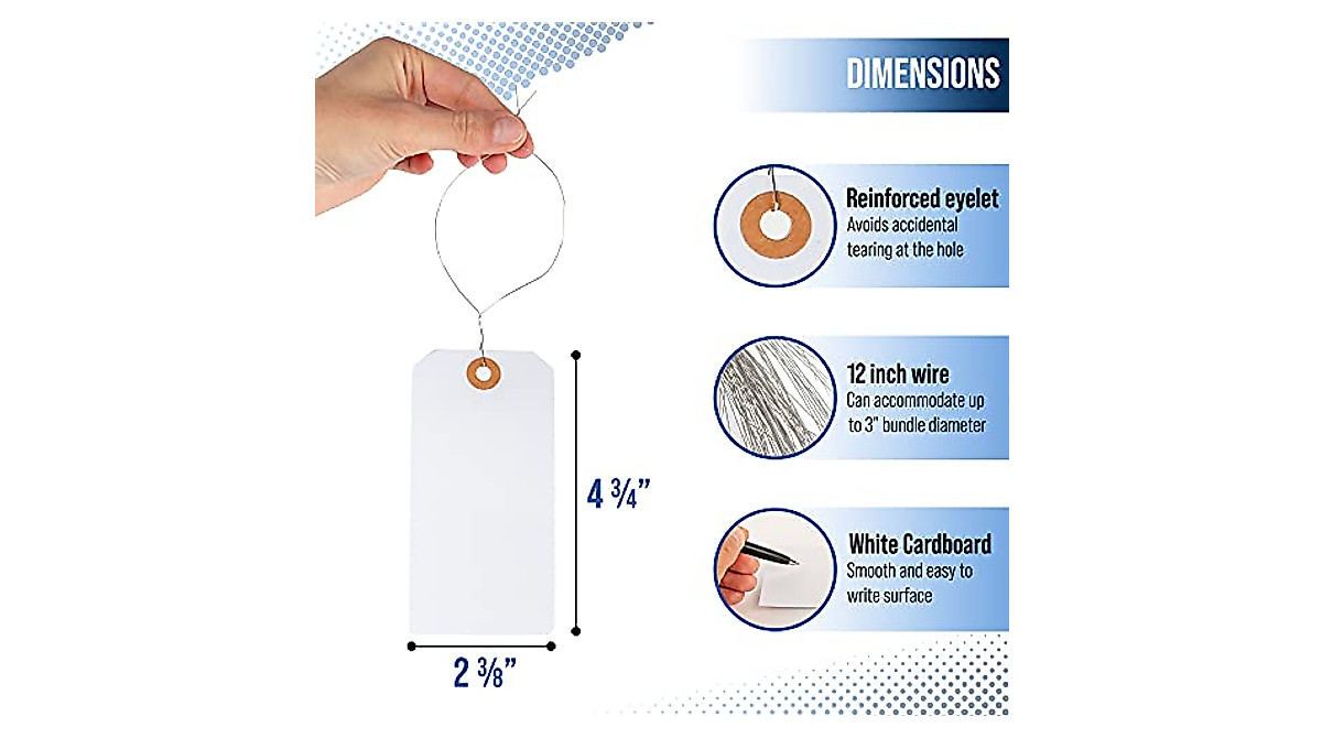 Hang Tags with Reinforced Eyelet - 125 Blank Labels