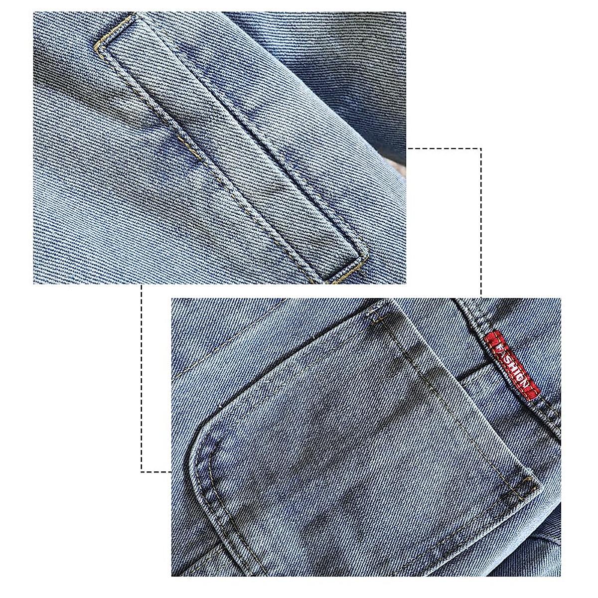 DOSLAVIDA Men's Distressed Denim Jacket Unisex Button Down Jean Coat Casual Long Sleeve Trucker Hooded Jackets Outwear