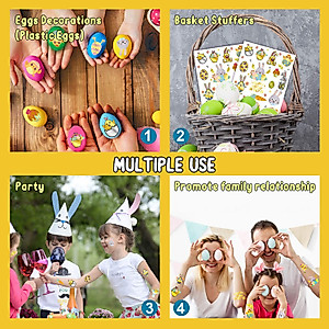 34 Metallic Glitter Styles Easter Temporary Tattoos for Kids, Easter Eggs Decorations Party Supplies Favors, Easter Tattoos Stickers for Boys and Girls (2 Sheets)