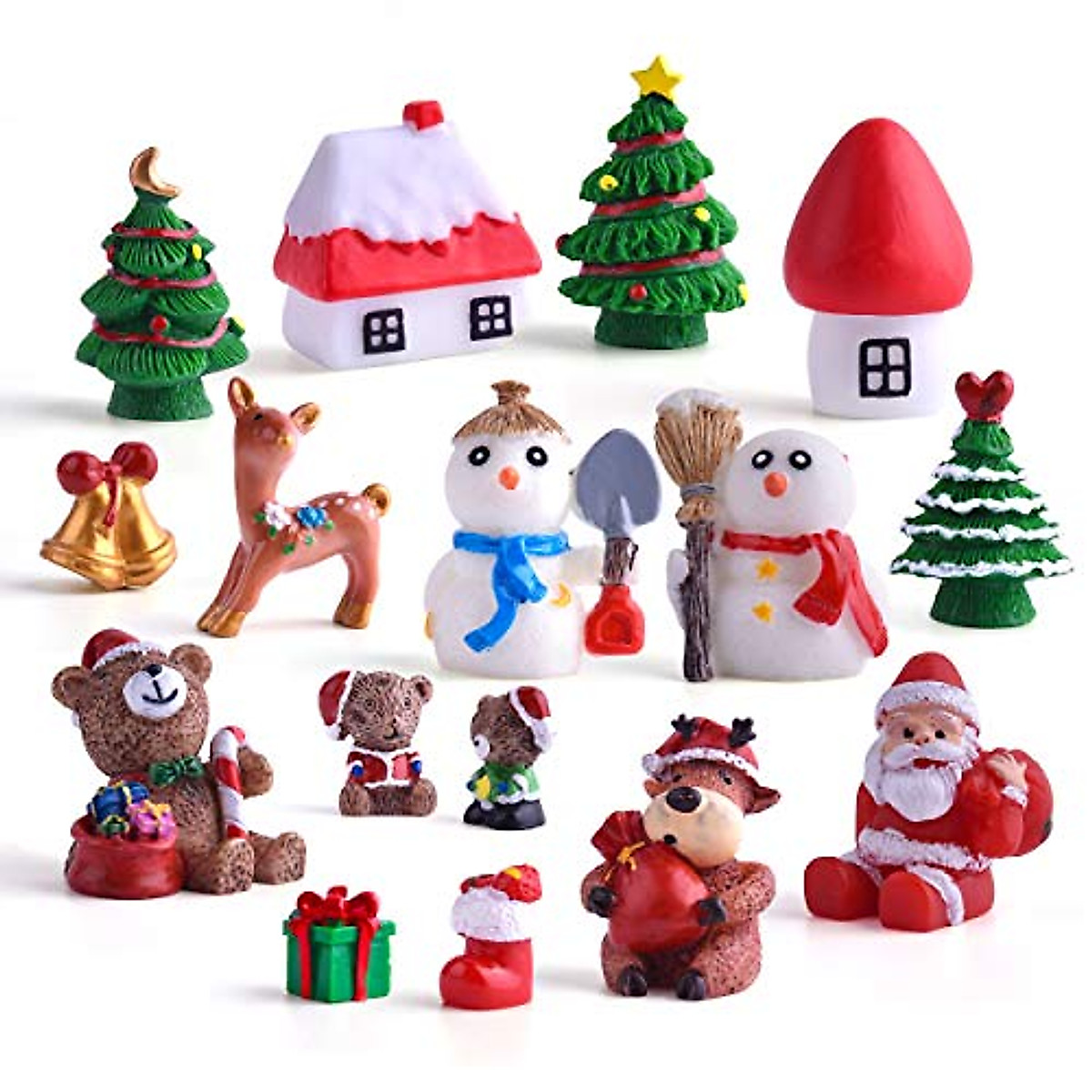 Zealor Christmas Miniature Ornaments Kit for Snowy Winter Fairy Garden Dollhouse Decoration