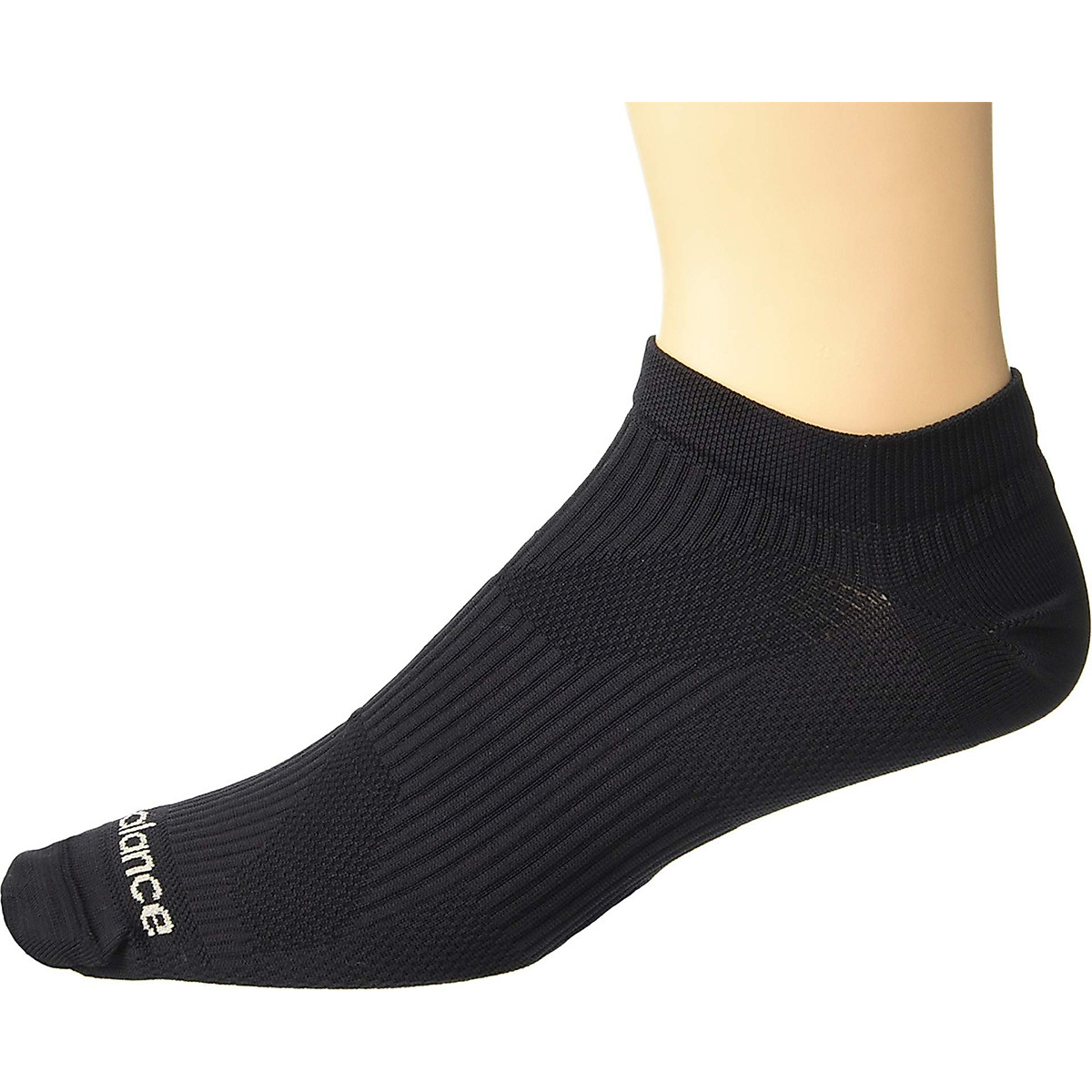 New Balance 1 Pack Run Foundation Flat Knit No Show Socks, Black, Large