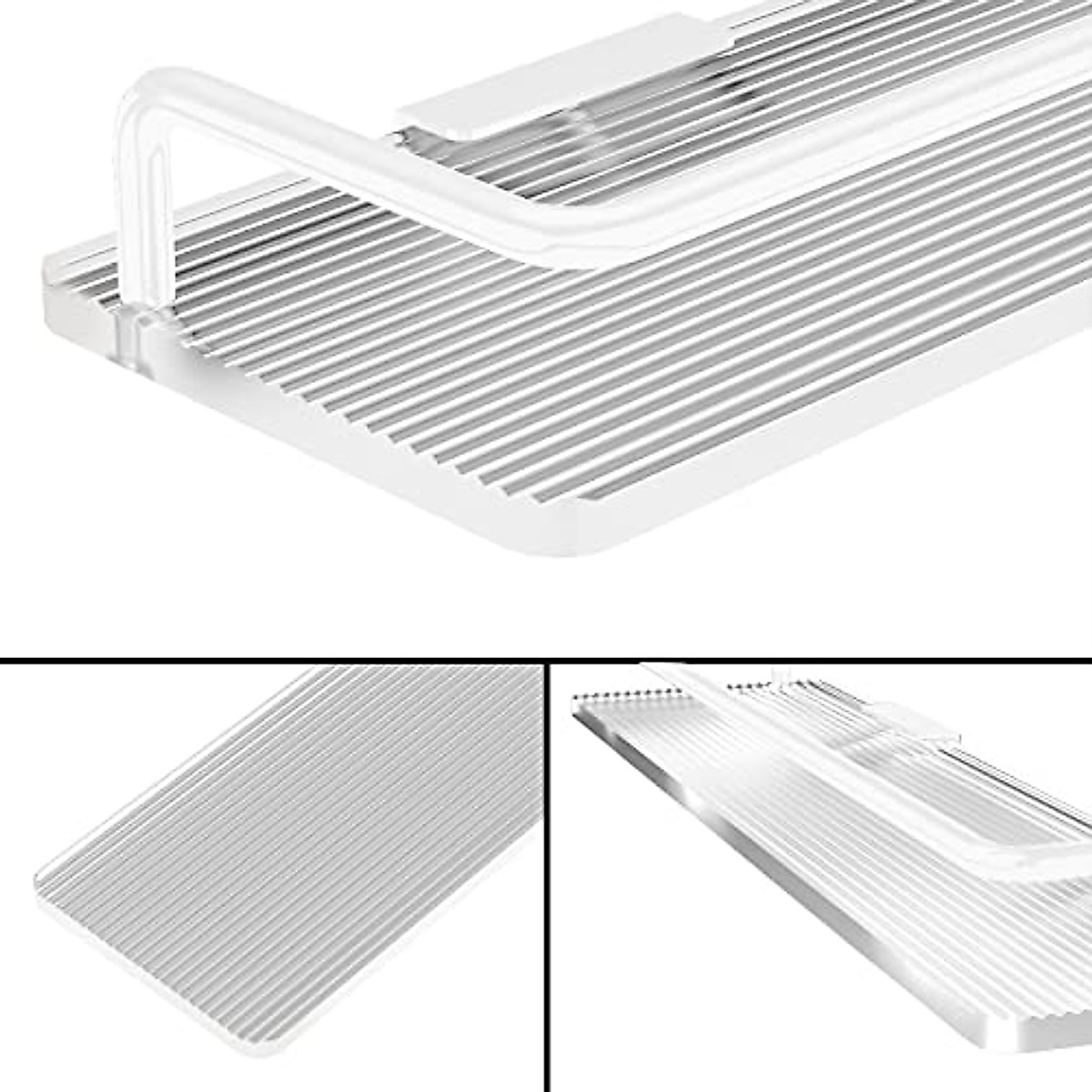 Acliys Floating Shelves Arcylic Bathroom Shelves with Towel Bar Wall Mounted Storage Shelves for Bathroom/Living Room/Kitchen/Bedroom Set of 2（White）