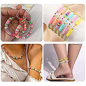 OPPRYN 6000 Pcs Clay Beads Bracelet Making Kit,24 Colors Flat Beads for Jewelry Making,6mm Heishi Beads with Letter Beads Smiley Face Beads Pendant Charms Kit and Elastic Strings,Gifts Set for Girls