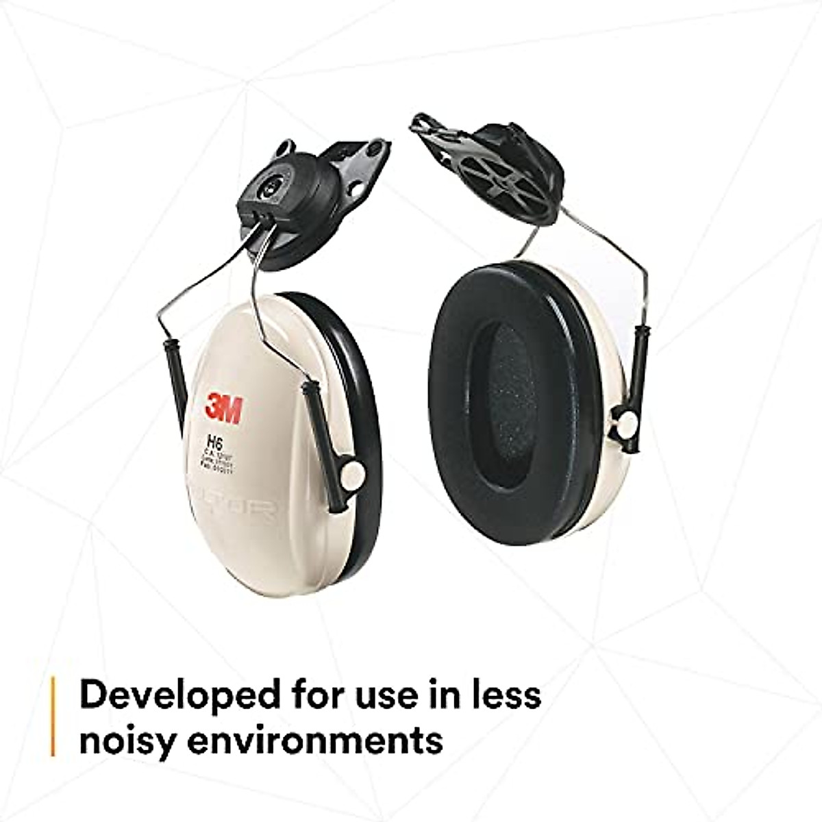 3M Peltor Optime 95 Cap-Mount Earmuffs, Hearing Conservation H6P3E/V, White