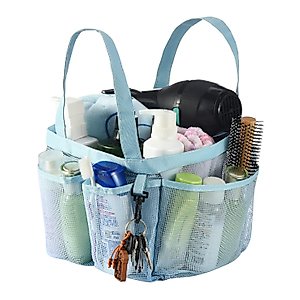 Haundry Mesh Shower Caddy Tote, Large Shower Caddy Bag for College Dorm Room Essentials, Bathroom Organizer with 8 Pockets for Beach Swimming Camp Gym