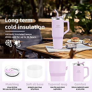 Tamarac 40 oz Tumbler With Handle and Straw Lid Double Wall Vacuum Reusable Stainless Steel Insulated Water Bottle Travel Mug Cup Gifts for Women Men