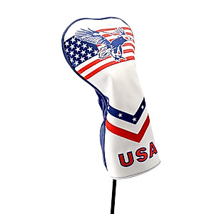 PLUSKER Golf Club Head Cover USA Flag and Eagle Pattern for Driver Patriotic Headcover