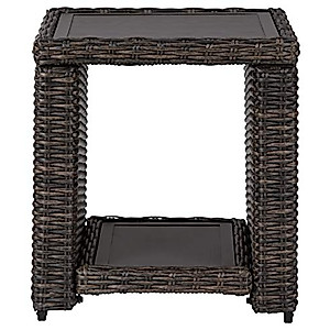 Signature Design by Ashley Grasson Lane Outdoor Rattan Square End Table with Storage, Brown