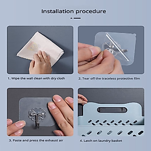 Wall-mounted Collapsible Laundry Basket, Tall Plastic Hamper for Dirty Clothes, Punch-free Storage Bins with Soft Handle, for Organizing Home, Clothes, Towels, Blanket, Toys (grey, xl)