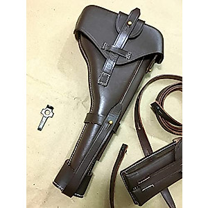 REINDEER Luger P-08 8" Artillery Holster w. Stock Straps - Dark Brown,WWII Reproduction, WW2 Reproduction,WWII/WWI, Collectibles Goods,Collectibles Products,WWII repro