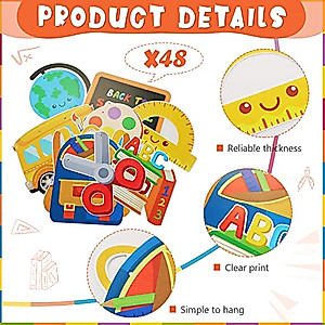 48 Pieces Back to School Cutouts Classroom Hanging Decorations Back to School Party Ornaments Bulletin Board Decor with Ropes and Glue Points for Kindergarten Preschool Primary High School