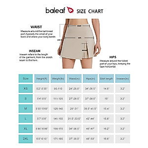 BALEAF Women's Golf Skirts High Waisted Tennis Skorts with Slit Athletic Running Skirt with Shorts and Zip Pockets Khaki XL