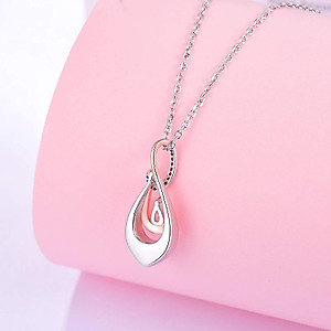 925 Sterling Silver Ash Necklace Memorial Teardrop CZ Keepsake Pendant Infinity Urn Necklace for Ashes for Women Cremation Jewelry(clear)