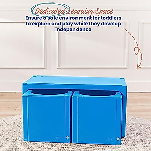 ECR4Kids Tri-Me Table and Cube Chair Set, Multipurpose Furniture, Blue, 3-Piece