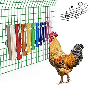 Vehomy Chicken Xylophone Toy for Hens Wood Xylophone Toy with 8 Metal Keys Chicken Coop Pecking Toy Chicken Coop Pecking Toy