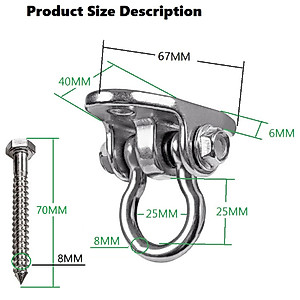2 sets of stainless steel swing hanger, 180° swivel swing hook, 1500 lb load-bearing wooden concrete playground hammock, yoga hammock, ropes, slings, porch swing