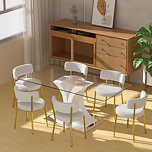 63" Glass Dining Table for 4 to 6 Modern Kitchen Table Tempered Glass Dining Room Table with Rectangular Glass Tabletop and X-Shape Pedestal Base Dining Table for Dining Room Kitchen (White)