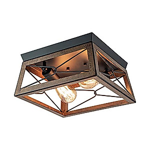 YaoKuem Semi Flush Mount Ceiling Light Fixture, 2-Light E26 Medium Base, Metal Housing, Bulbs NOT Included