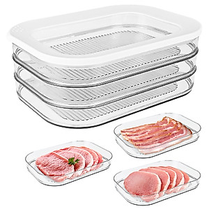 Deli Meat Container For Fridge - Refrigerator Organizers And Storage For Meat, 3pcs Storage Boxes With Lid For Salami, Deli Meat, Cold Cuts, Lunch Meat, Turkey, Bologna