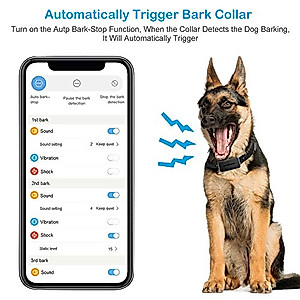 Dr.Trainer Automatic Bark Collar with Remote Control up to 2300ft, Electronic Dog Training Collar, Waterproof Dog Shock Collar for Dog with Custom Sound, APP Setting & Barking Record