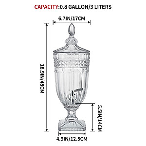 MOLIGOU Glass Iced Beverage Dispenser, 0.8 Gallon Drink Dispenser with Glass Lid and Stainless Steel Spigot, Wide Mouth Beverage Server for Party, Bar