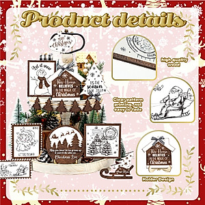 Dandat Christmas Tiered Tray Decor Winter Tiered Tray Decorations Set Snowman Snowflake Gnome Truck Wooden Signs Farmhouse Christmas Table Decorations for Home Table Shelf(Xmas Tree)