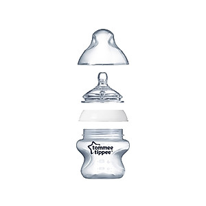 Tommee Tippee Closer to Nature Baby Bottle, Breast-like Nipple Extra Slow Flow, 5 Ounce (3 Count)
