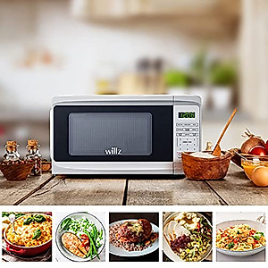 Willz Countertop Small Microwave Oven, 6 Preset Cooking Programs Interior Light LED Display 0.7 Cu.Ft 700W White WLCMD207WE-07