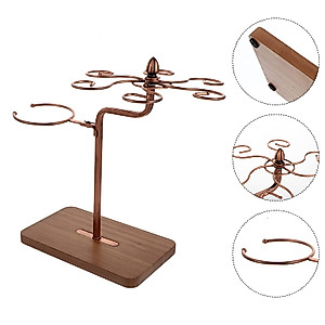 Cabilock Countertop Wine Glass Rack Holder for 6 Wine Cups and 1pc Bottle Tabletop Wooden Wine Bottle Holder Wine Glasses Storage Stand for Home Kitchen Bar Wine Cellar Red