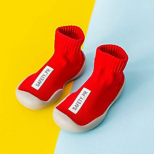 Girl First Shoes Floor Baby Warm Socks -Slip Boy Rubber Sole Cartoon Baby Shoes Tennis Shoes Boys (Red, 4-5 Years)