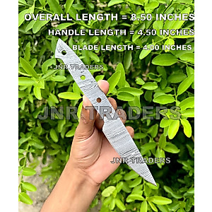JNR Traders Damascus Steel Blank Blade Knife Making Material 9" Handmade Damascus Paring Knife Blank Blade Full Tang 352 Layers jnr3720